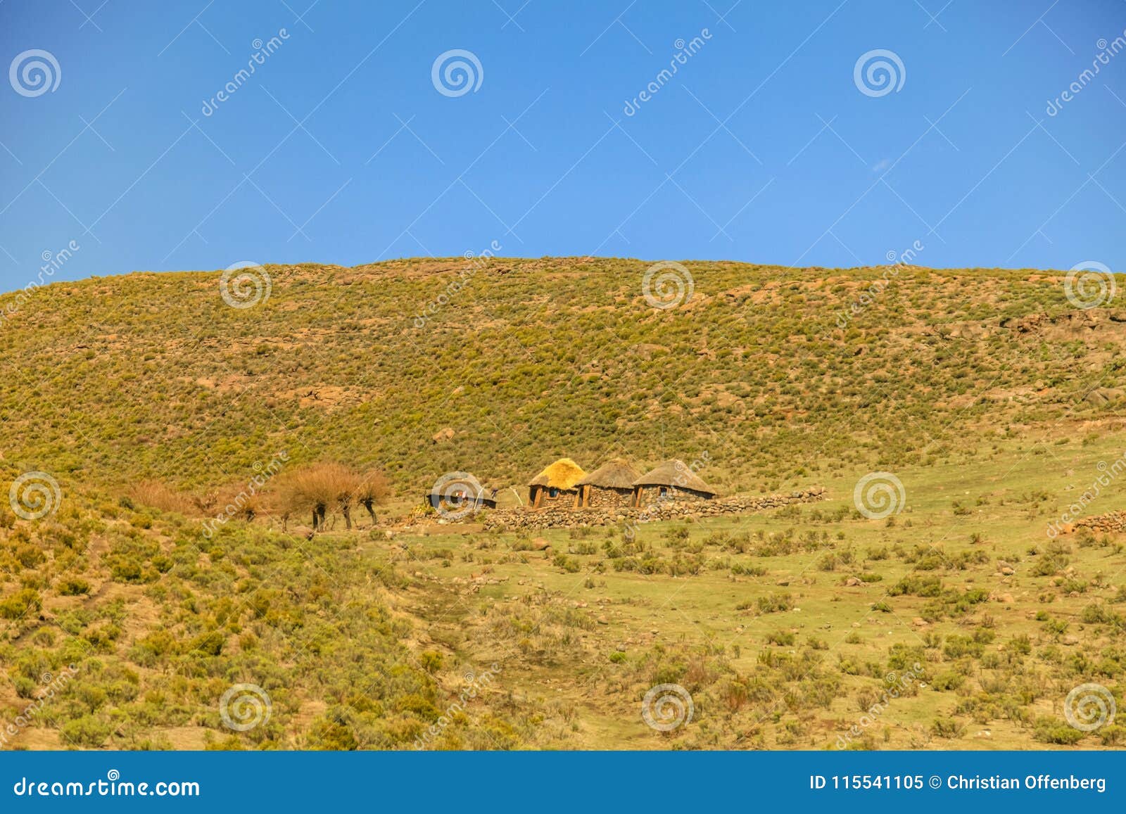 Lesotho hut, Africa. stock image. Image of lesotho, blue - 115541105
