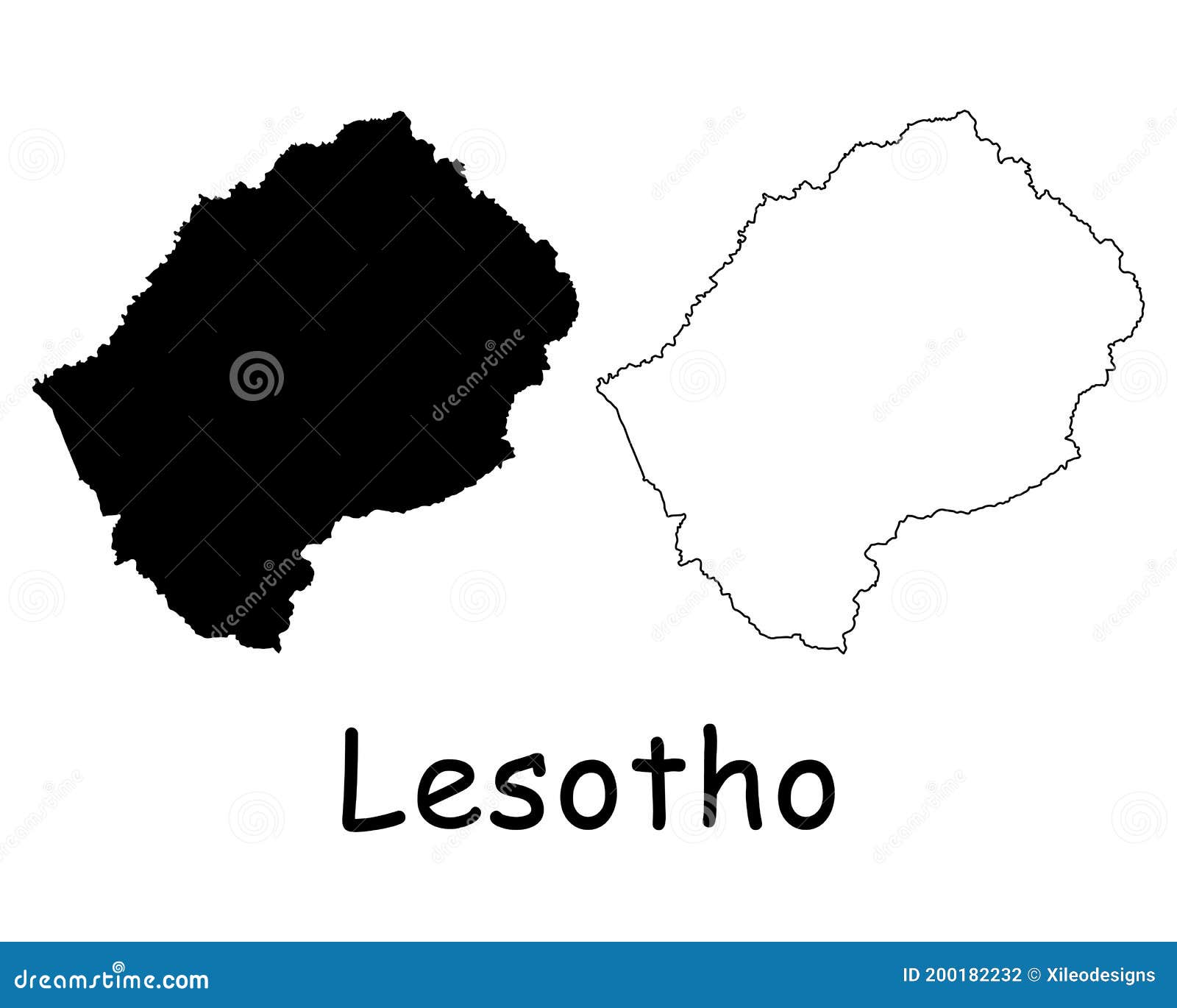 Lesotho Black Silhouette Map Vector Illustration | CartoonDealer.com ...