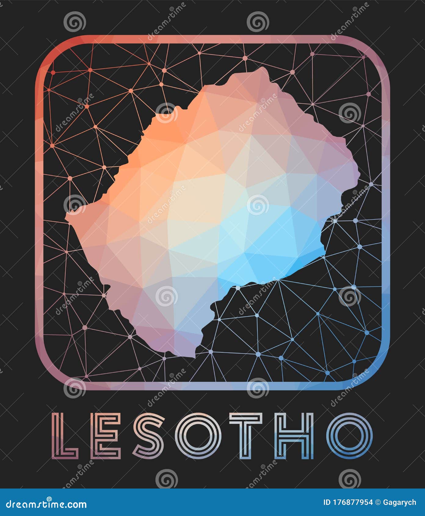 Lesotho Map Design Stock Vector Illustration Of Diamond 176877954