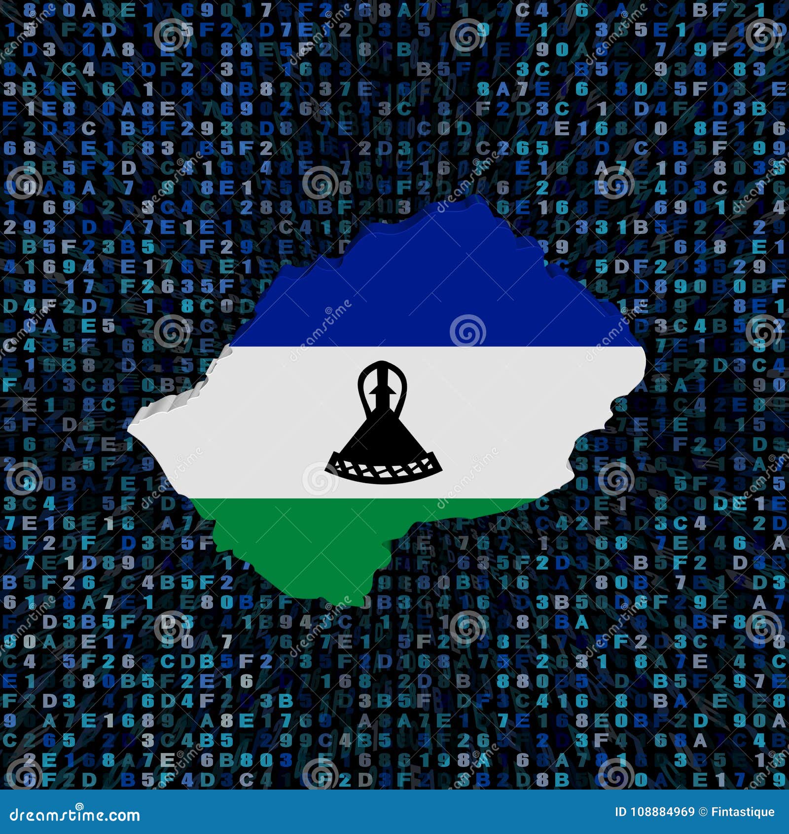 Lesotho Map Flag on Hex Code Illustration Stock Illustration ...