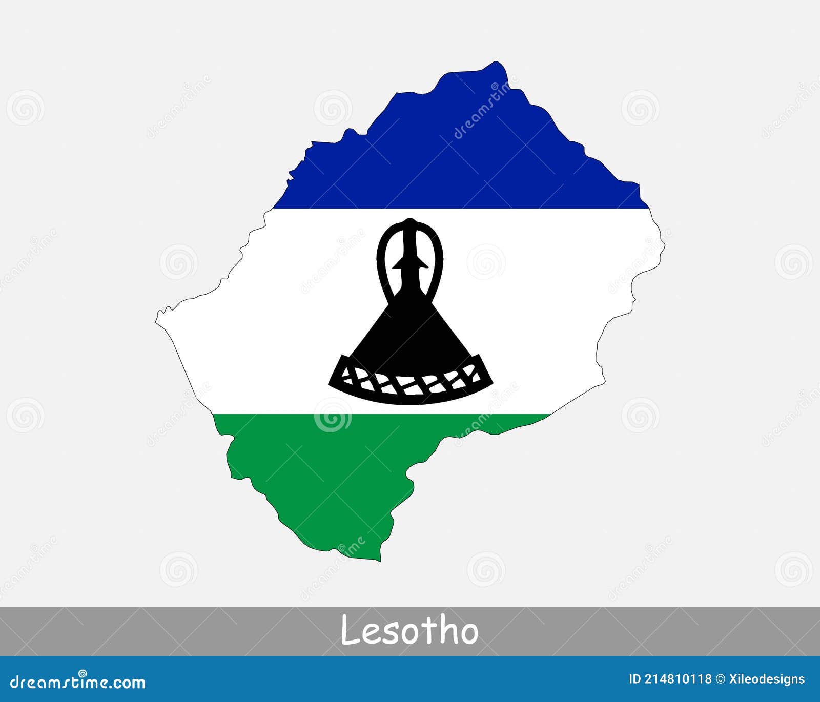 Lesotho Map. Mosotho Country Map. Black And White Basotho National ...