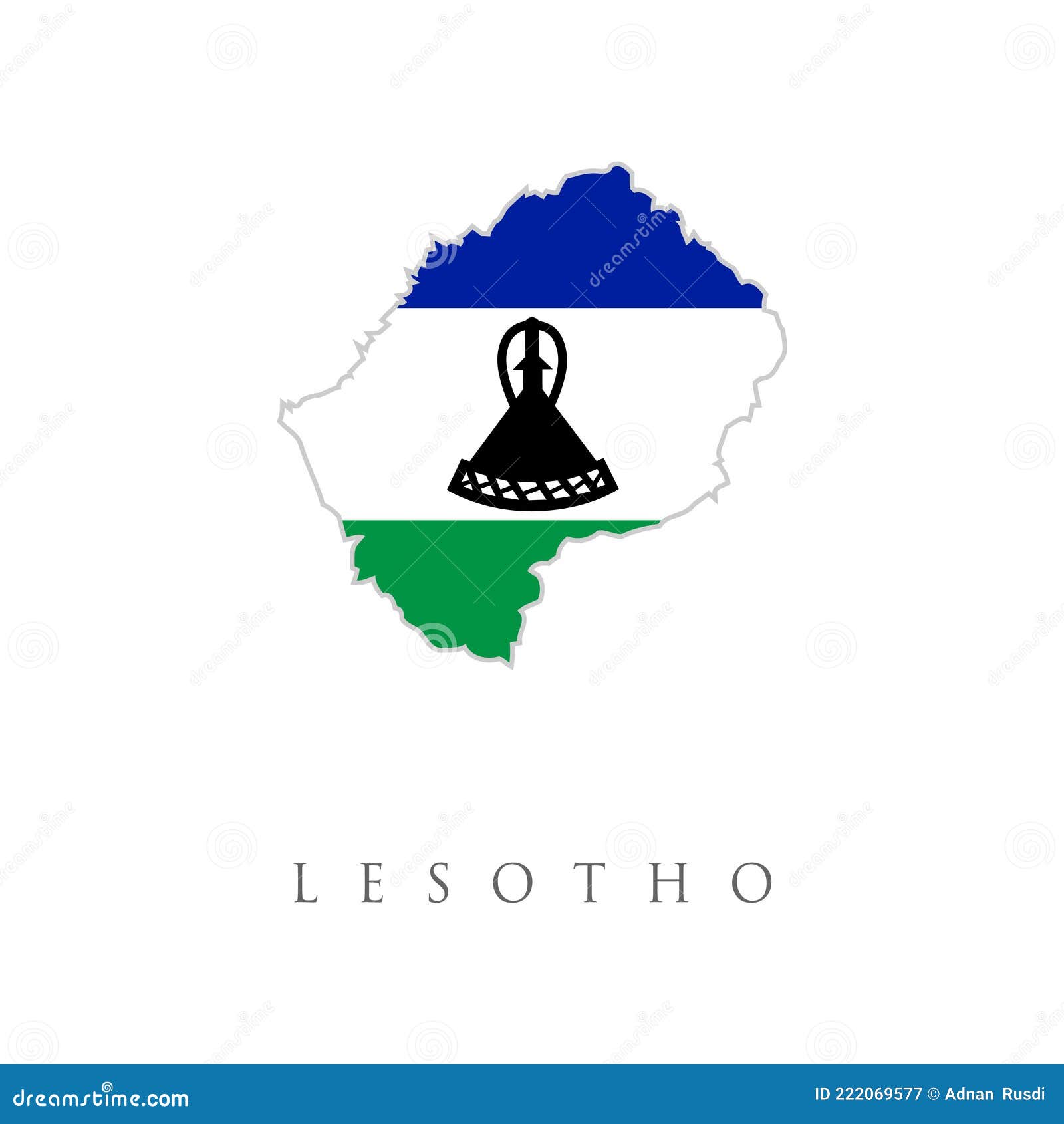 Lesotho Map. Mosotho Country Map. Black And White Basotho National ...