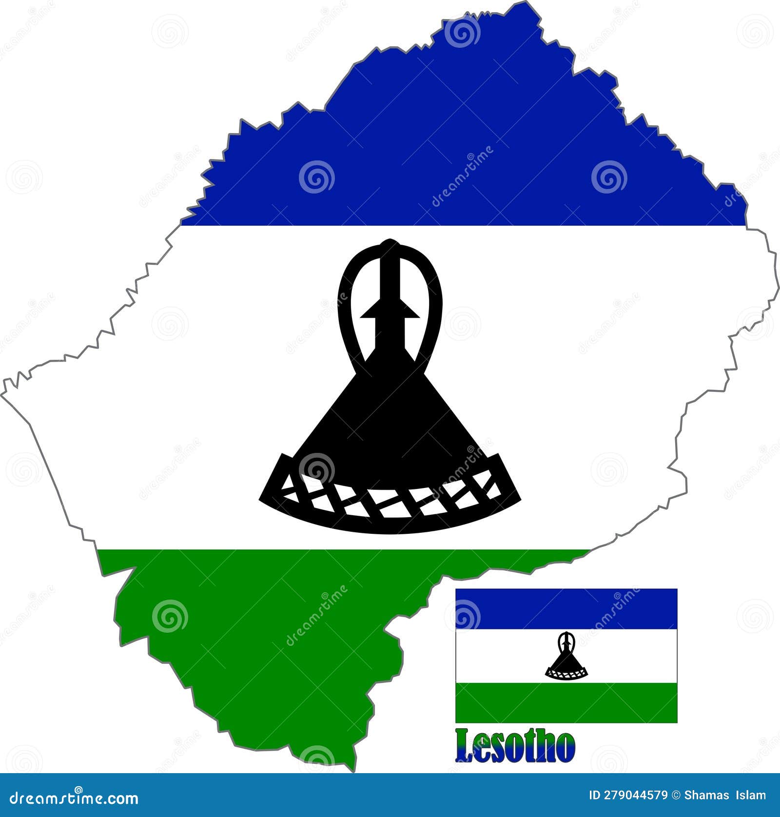 Lesotho Map and Flag Illustration Vector Stock Vector - Illustration of ...