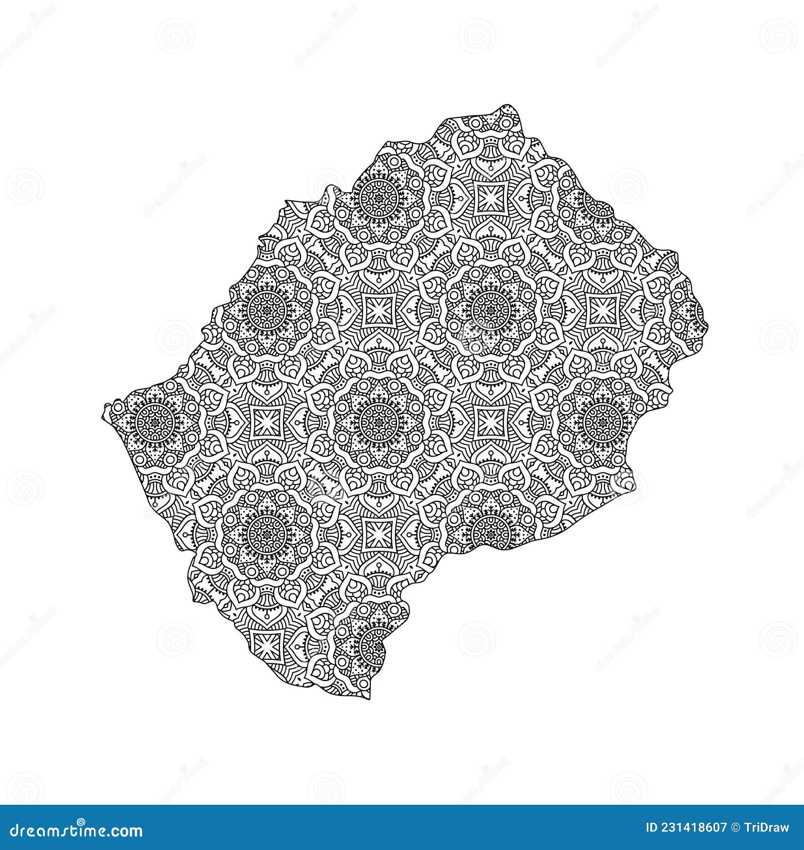 Lesotho Map with Mandala Design Stock Vector - Illustration of design ...