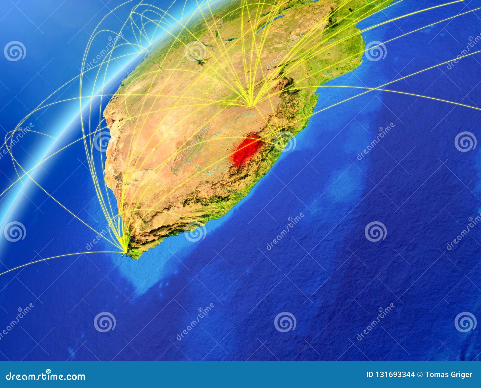 Lesotho on Model of Planet Earth with International Networks. Concept ...