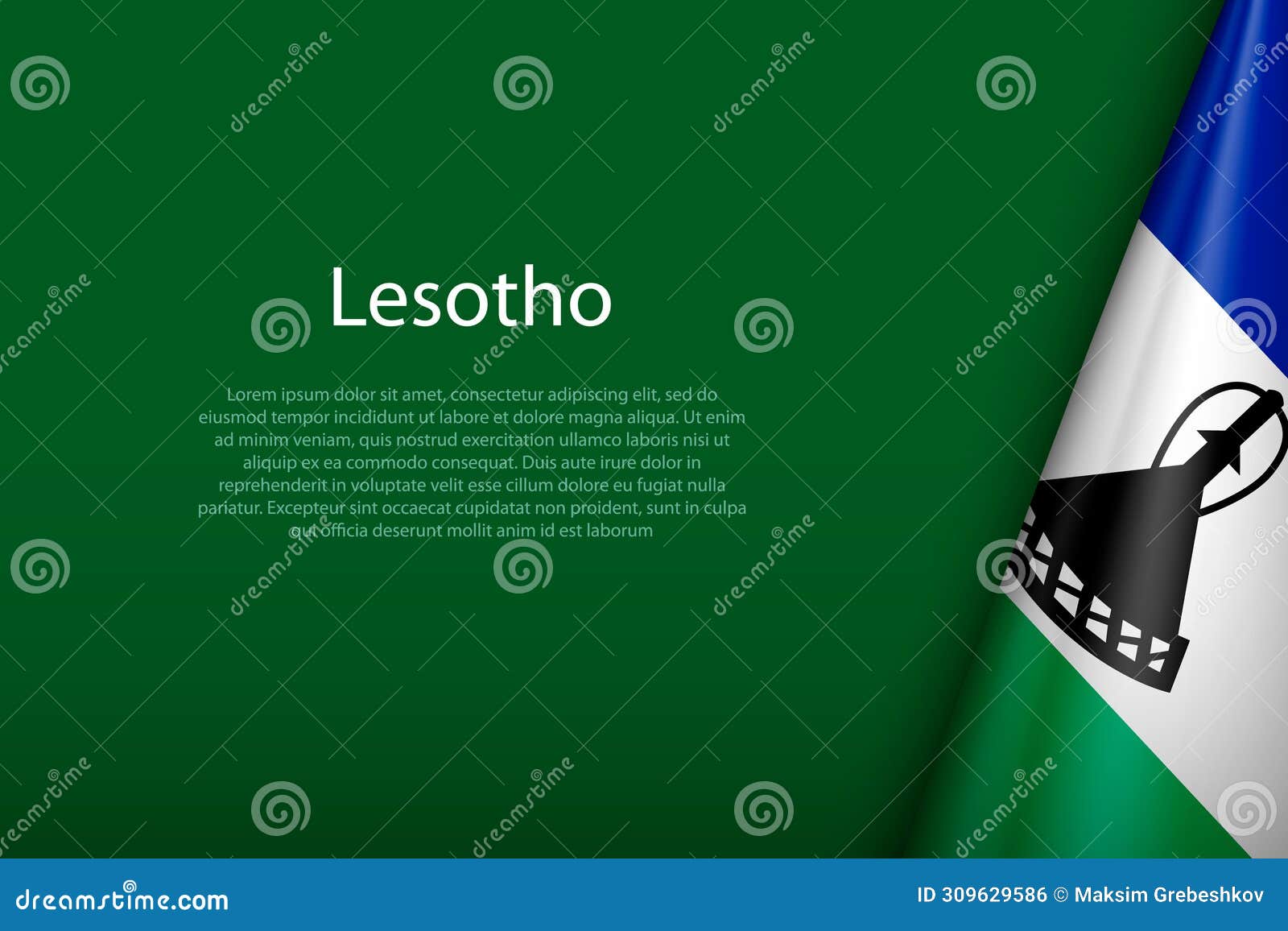 Lesotho National Flag Isolated on Background with Copyspace Stock ...