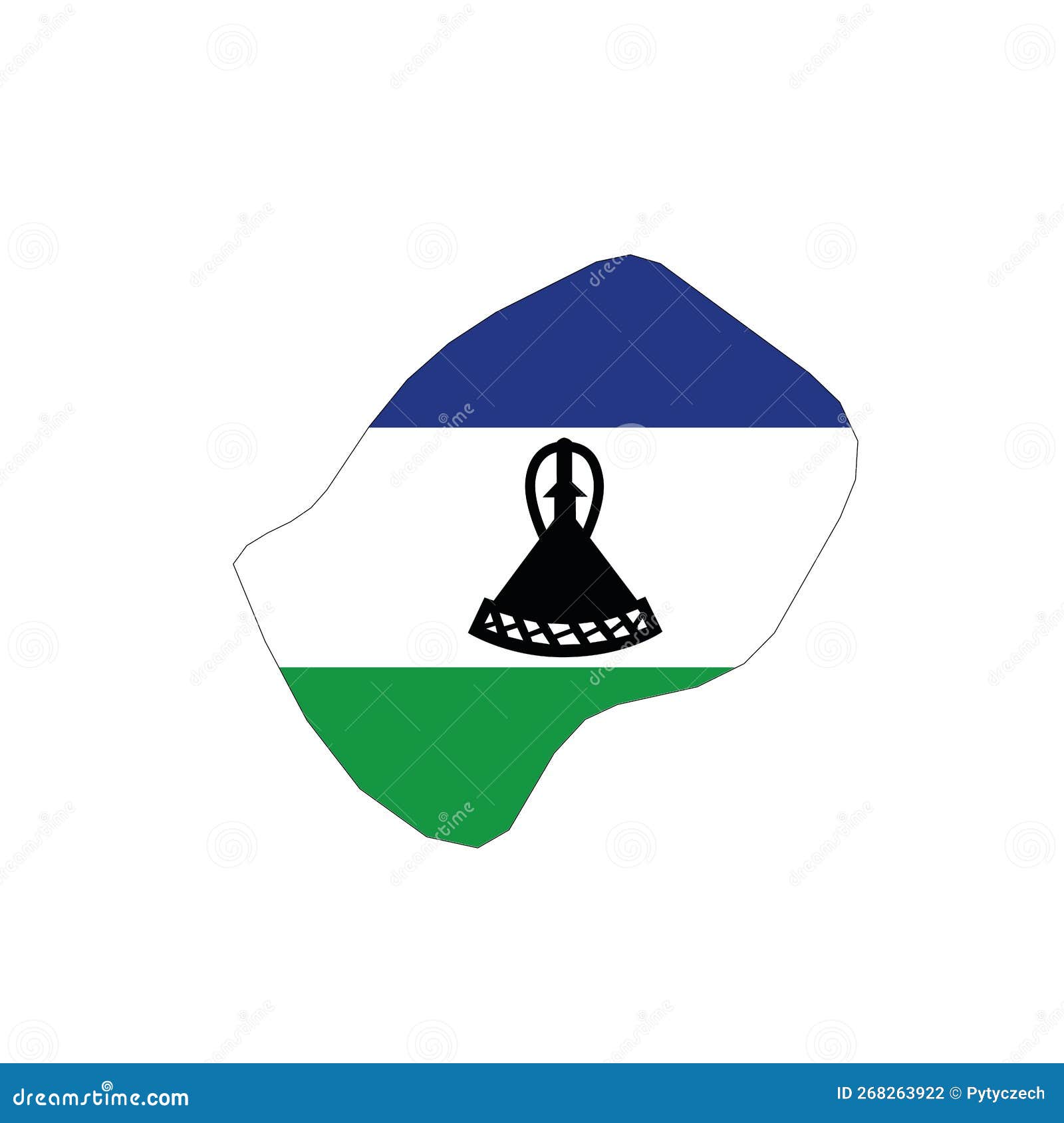 Lesotho National Flag in a Shape of Country Map Stock Vector ...