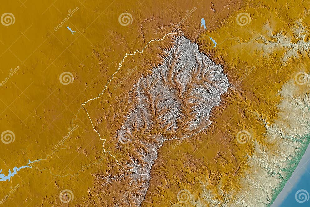 Lesotho outlined. Relief stock illustration. Illustration of country ...