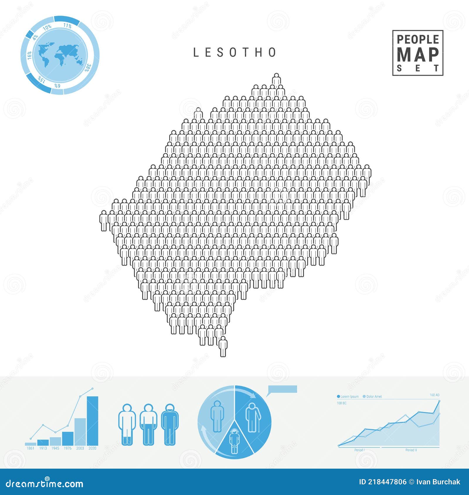 Lesotho People Icon Map. Stylized Vector Silhouette of Lesotho ...
