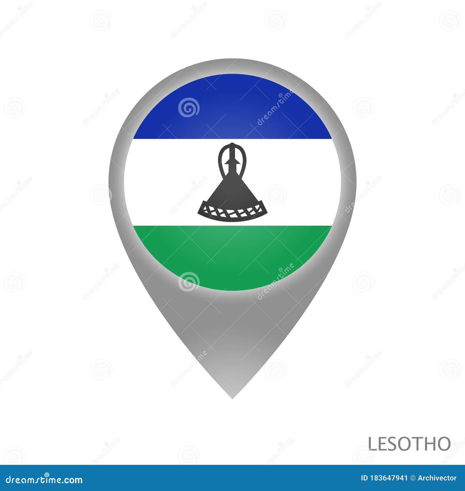 Lesotho Map Pointer with Flag of Lesotho Stock Vector - Illustration of ...