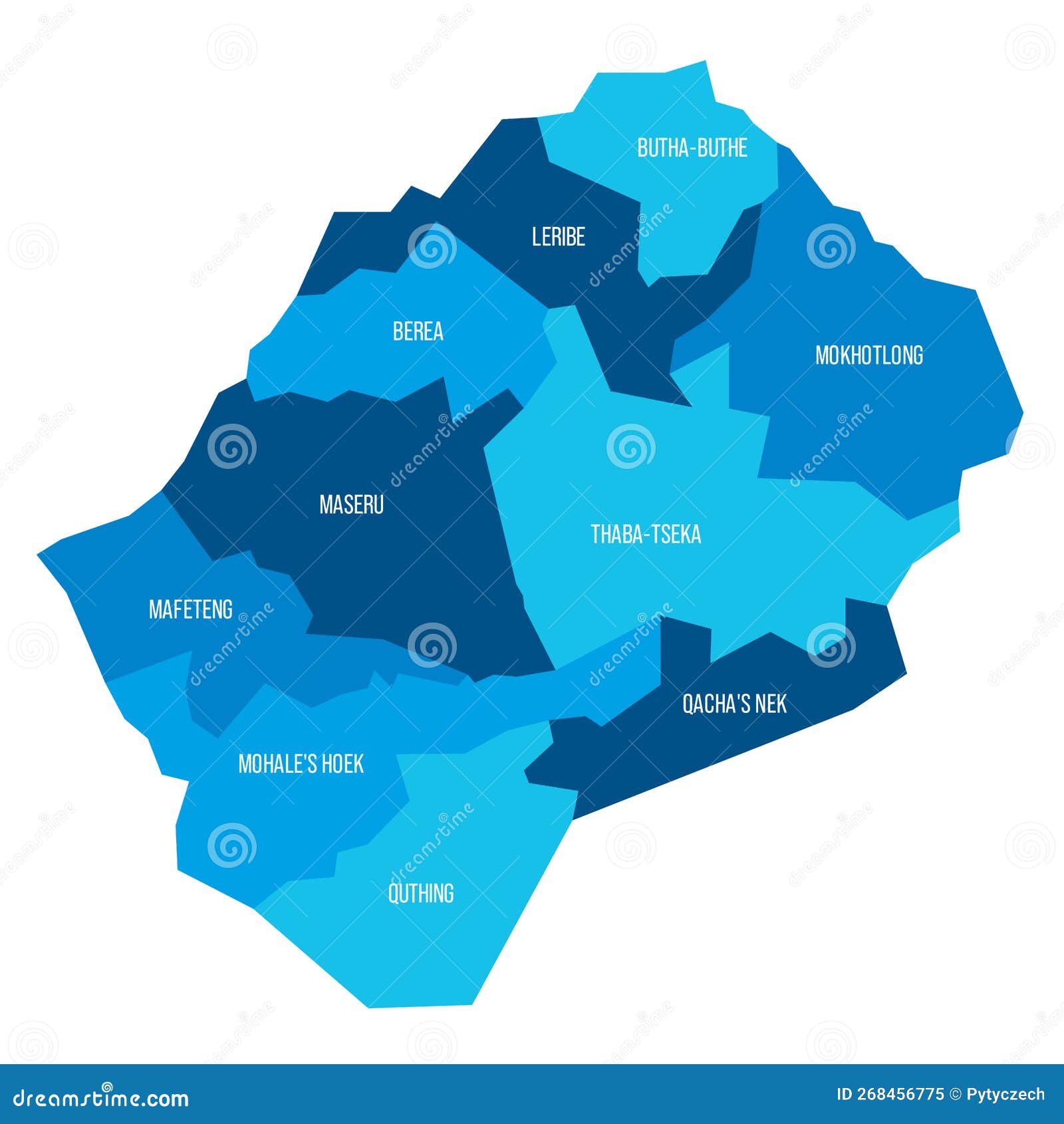 Lesotho Political Map of Administrative Divisions Stock Illustration ...