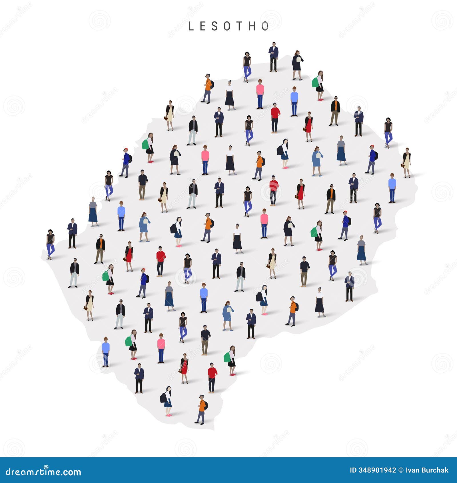 Lesotho People Icon Map. Stylized Vector Silhouette Of Lesotho ...