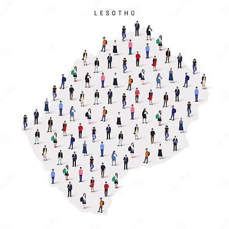 Lesotho Population Map. Large Group of People in a Shape of Lesotho Map ...