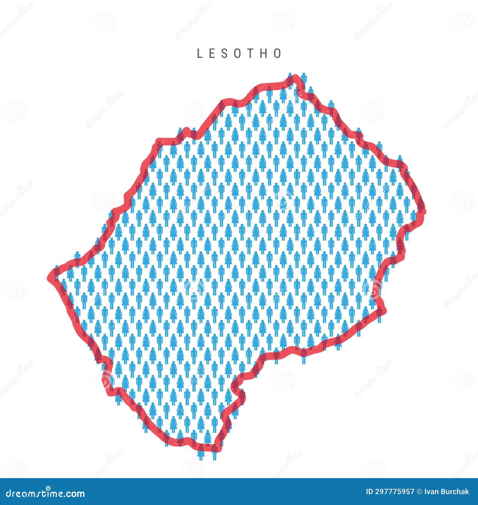 Lesotho Population Map. Stick Figures People Map. Pattern of Men and ...