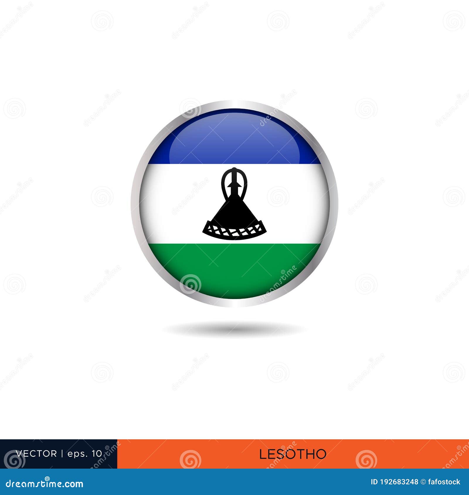 Lesotho Round Flag Vector Design. Stock Vector - Illustration of ...