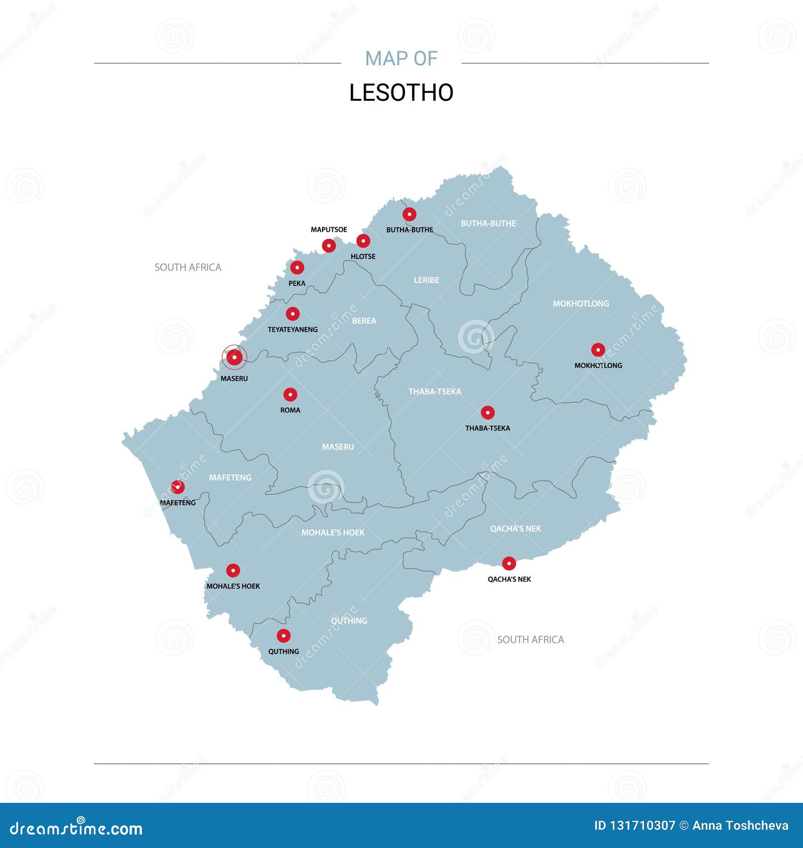 Lesotho vector map stock vector. Illustration of lesotho - 131710307