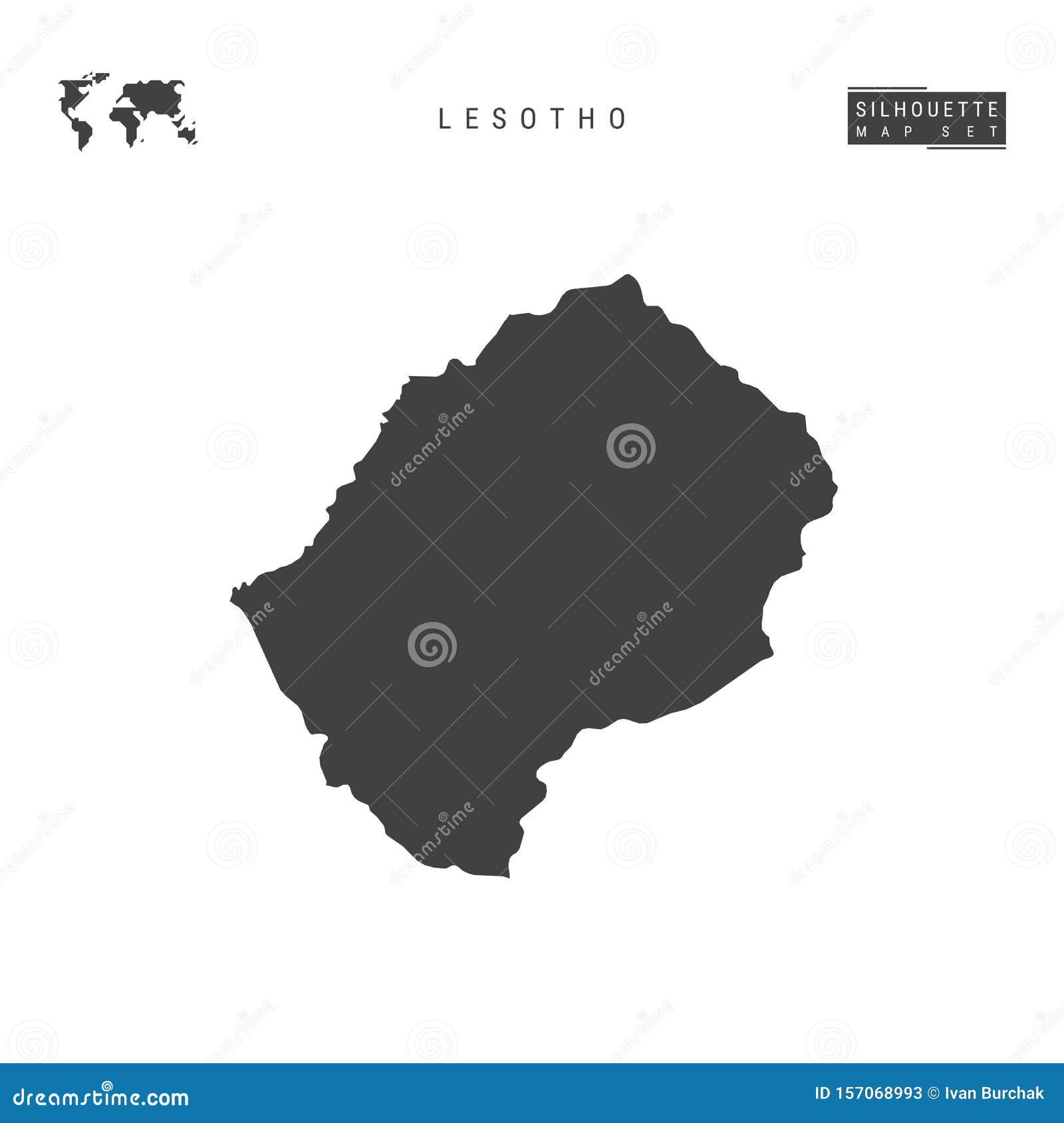 Blank Map Of Lesotho. High Quality Map Kingdom Of Lesotho With ...