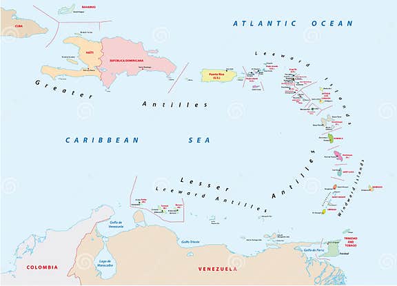 Lesser antilles map stock illustration. Illustration of geography ...