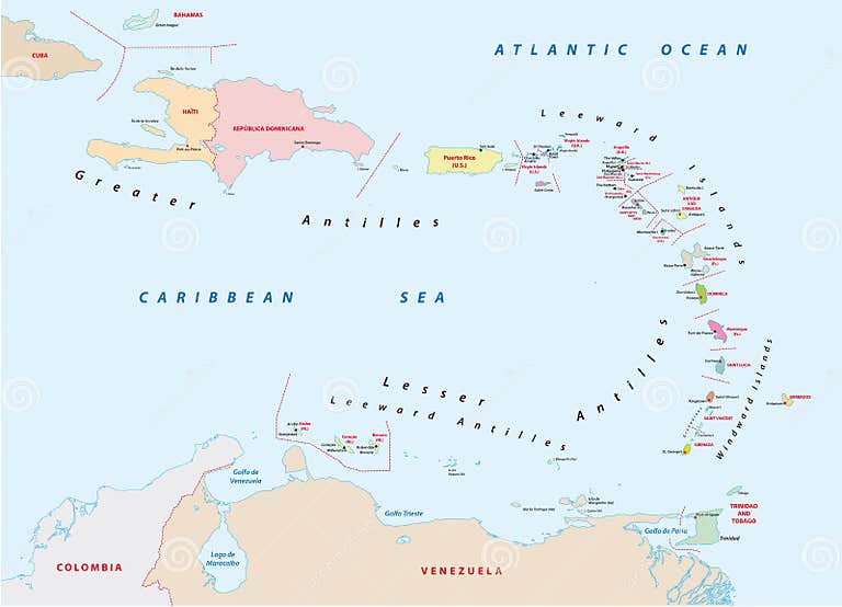 Lesser antilles map stock illustration. Illustration of geography ...