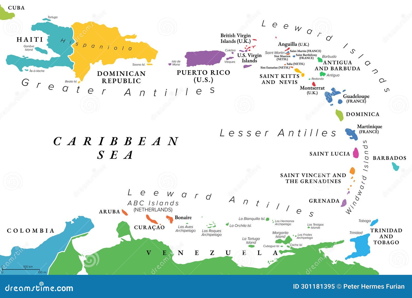 Lesser Antilles Map Barbados With Flag Stock Image | CartoonDealer.com ...