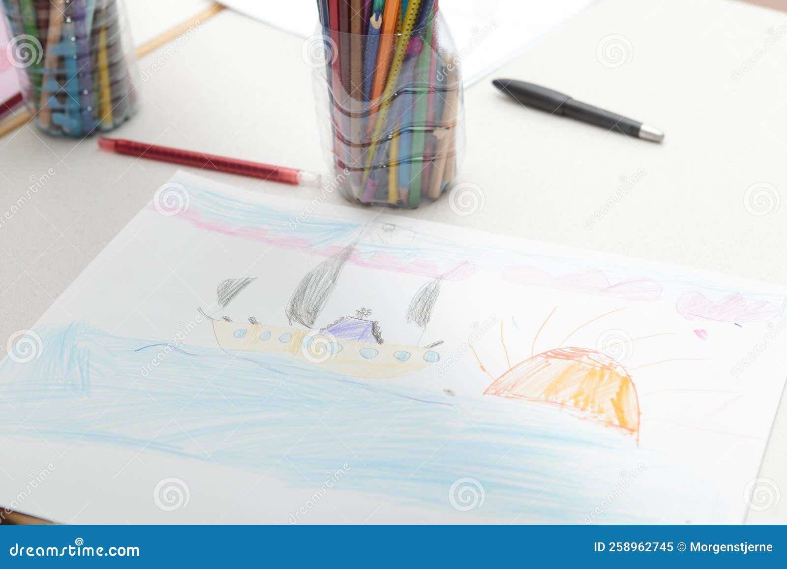 Lesson of Drawing for Children at School Stock Image - Image of colour ...