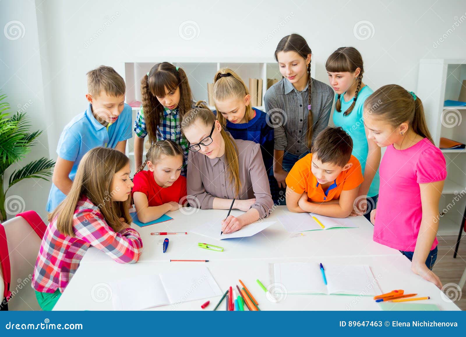 Lesson in Elementary School Stock Image - Image of happy, classroom ...