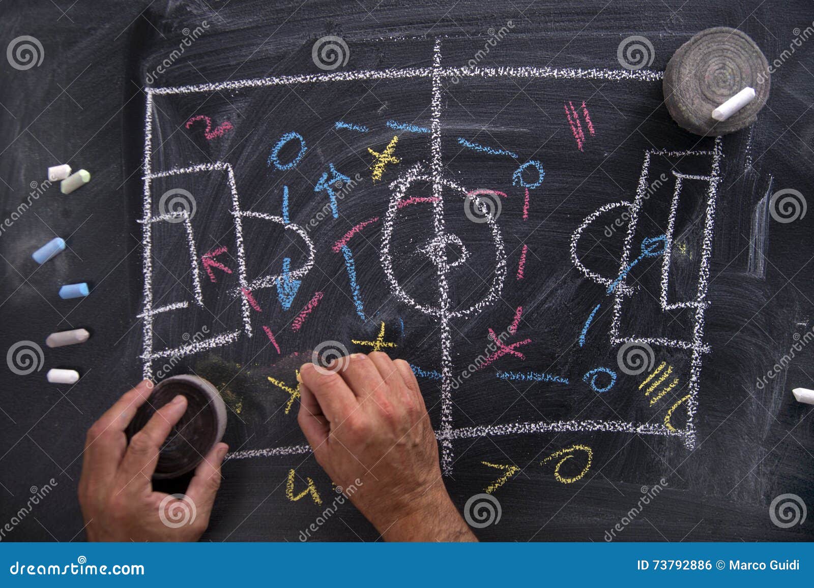 Lesson of football tactics stock photo. Image of board - 73792886