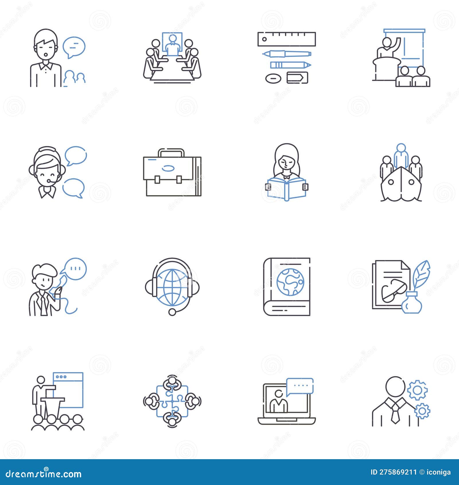 Lesson-giving Line Icons Collection. Instructing, Teaching, Educating ...