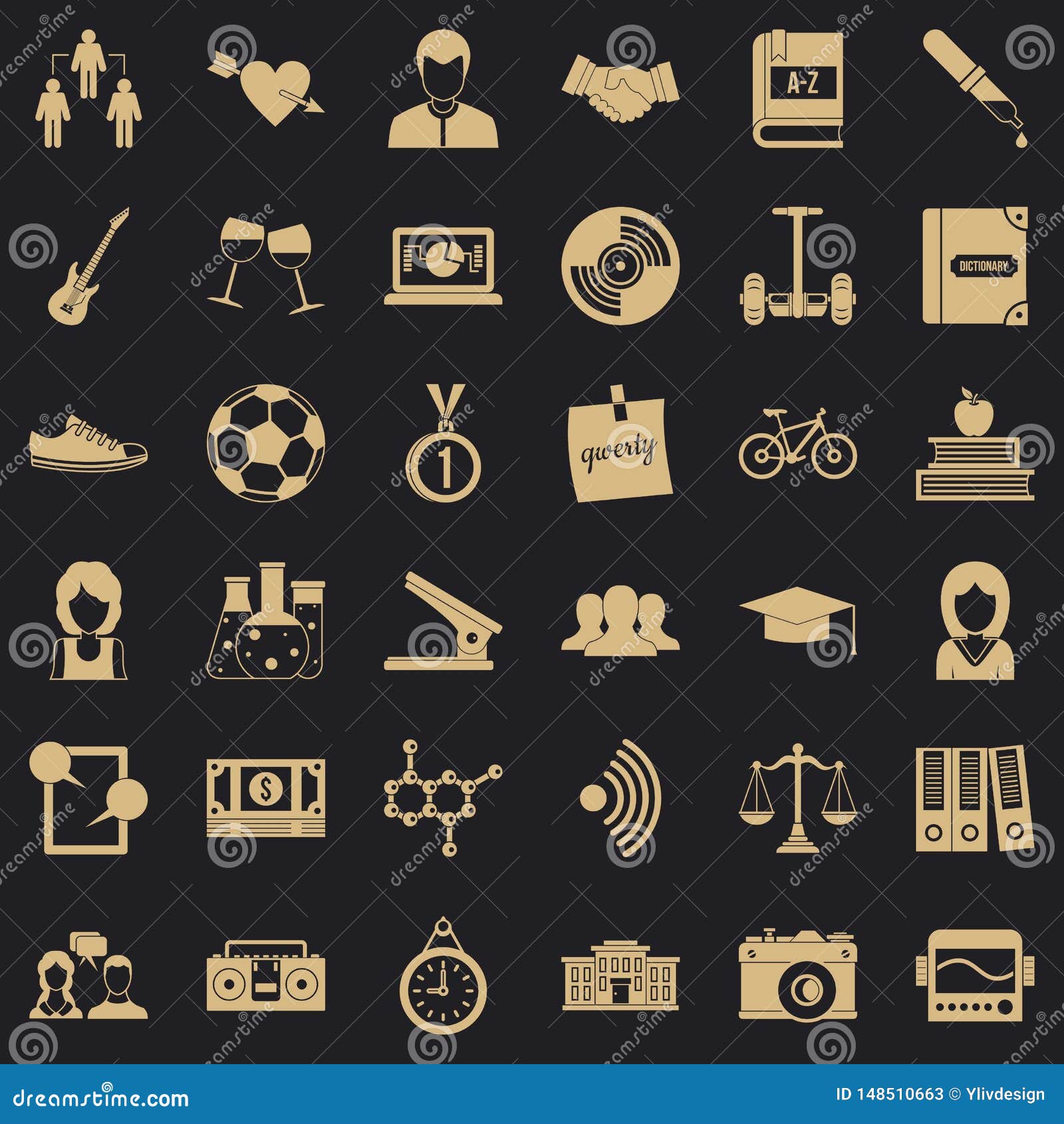 Lesson Icons Set, Simple Style Stock Vector - Illustration of heart ...