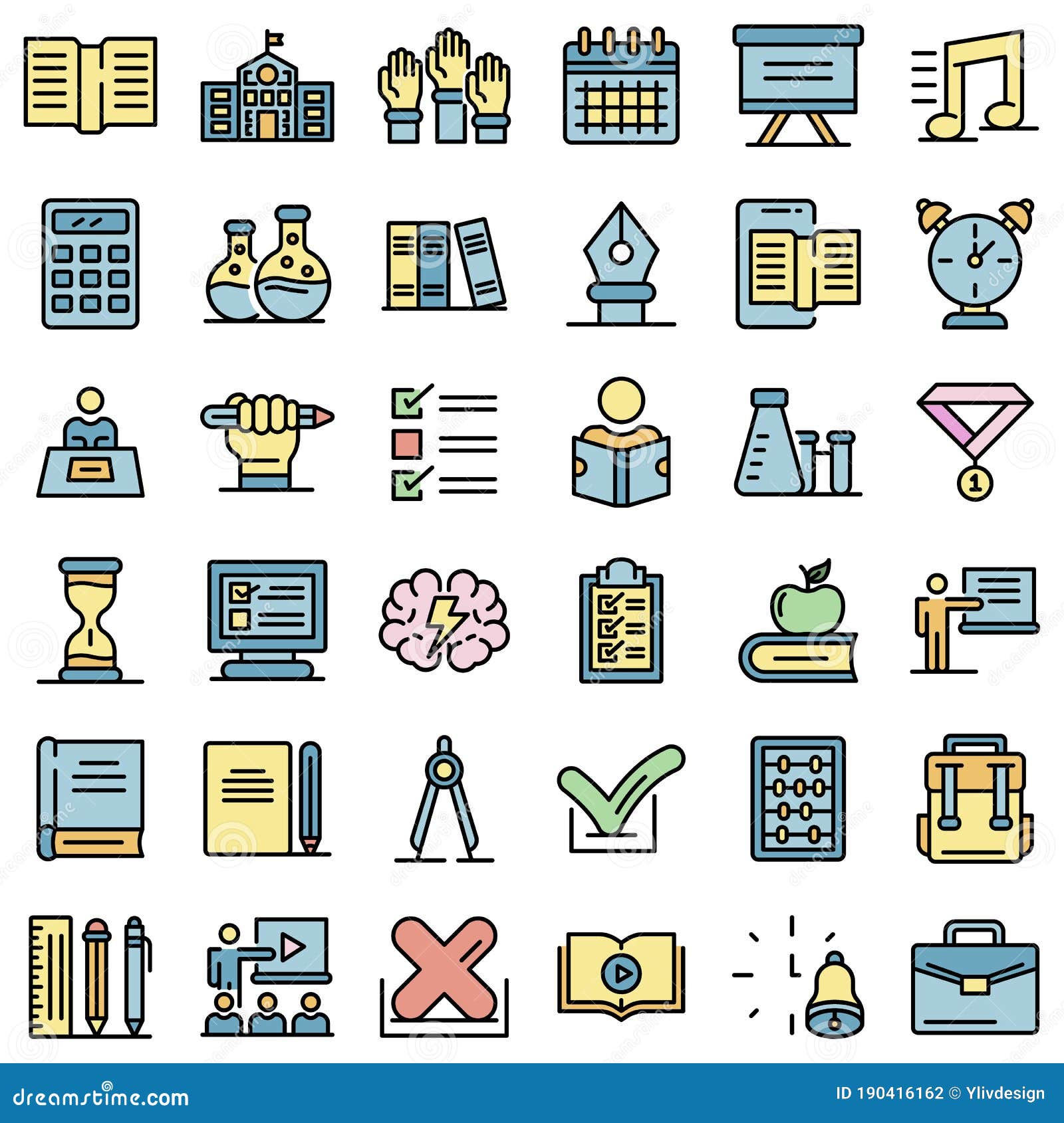 Lesson Icons Set Vector Flat Stock Vector - Illustration of icons, line ...