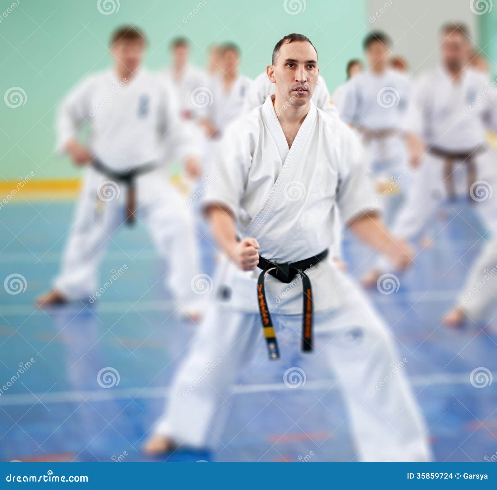 Lesson in karate school stock photo. Image of active - 35859724