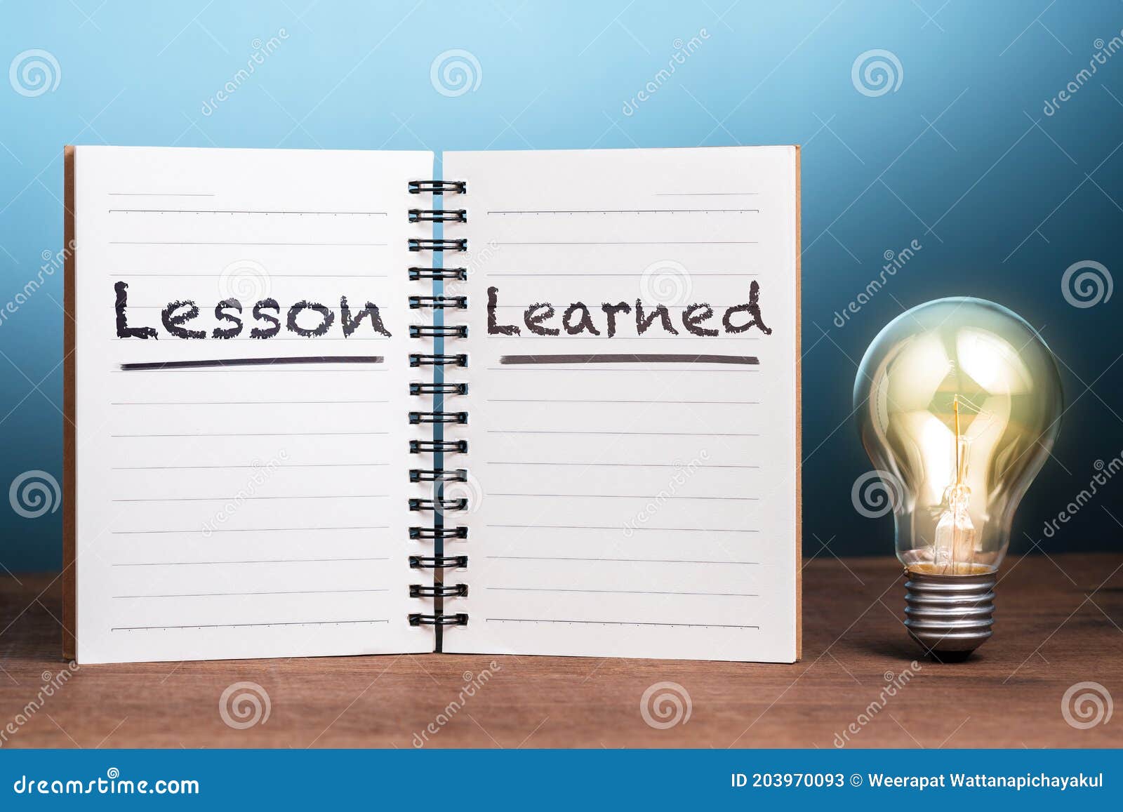 Lesson Learned with Bulb stock image. Image of knowledge - 203970093