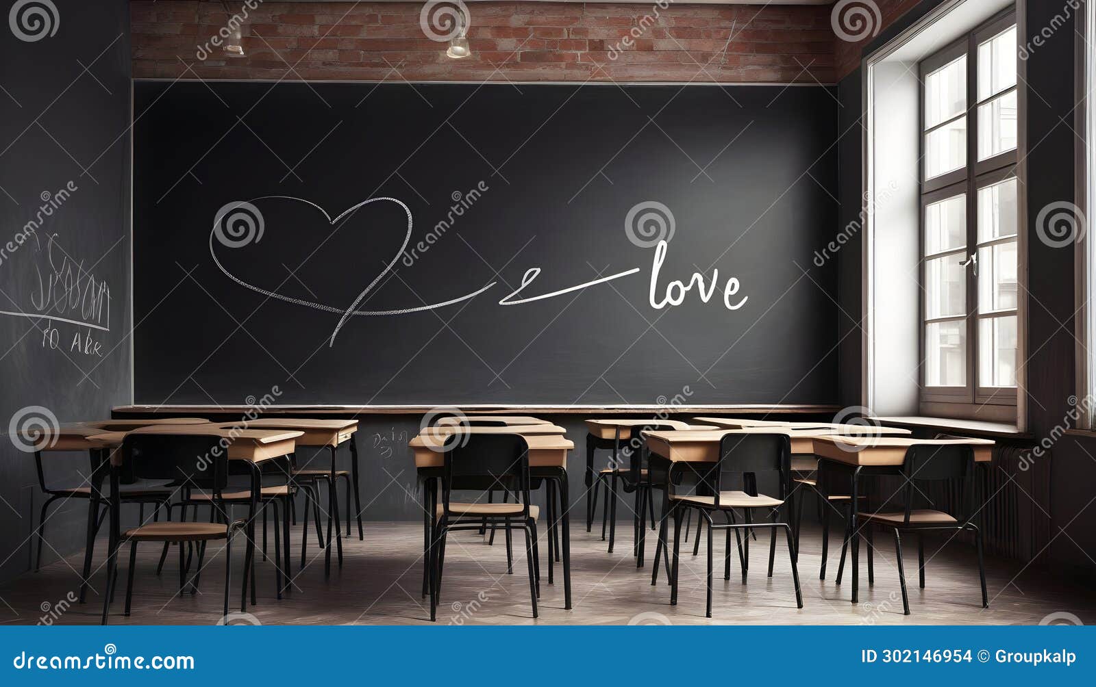 Lesson of Love in the Empty Classroom. Stock Illustration ...