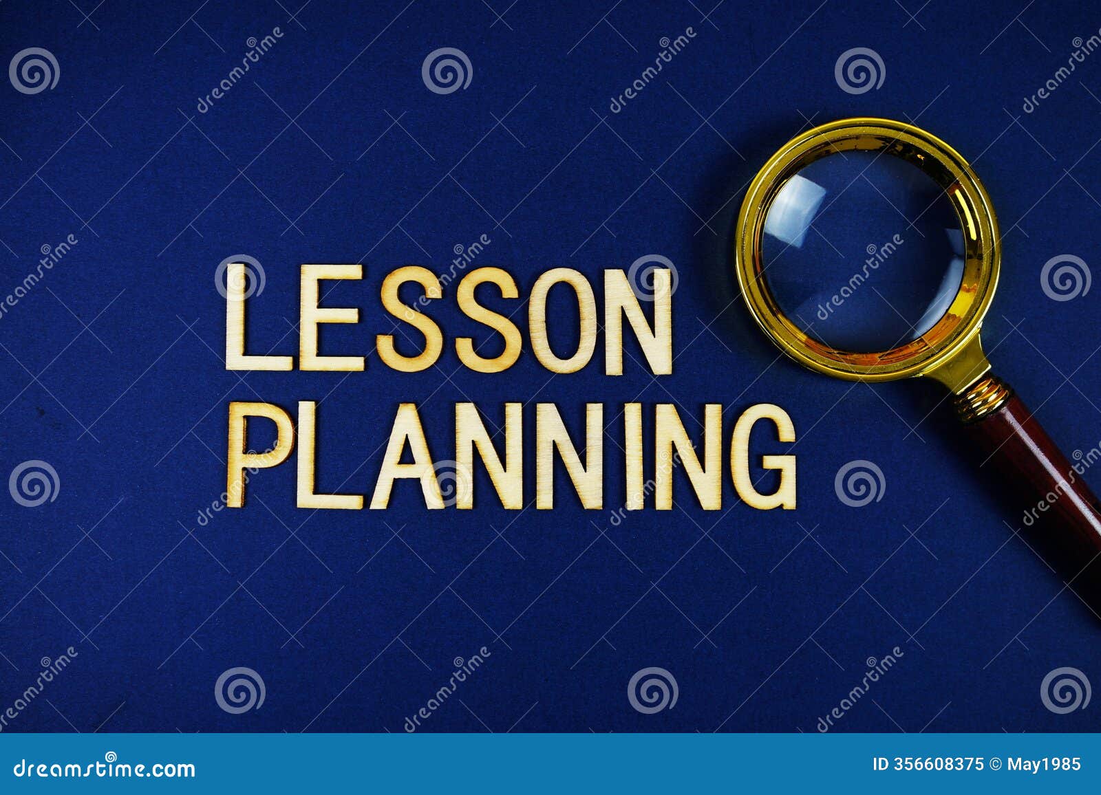 Lesson Planning Alphabet Letters with Magnifying Glass on Navy Blue ...