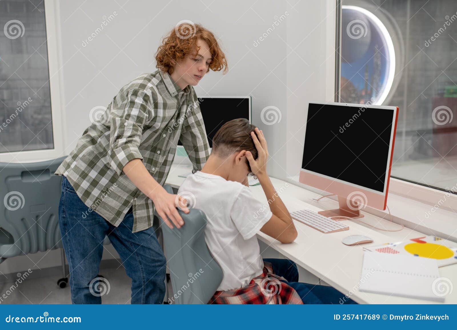 Schoolboys Working on Computers at it Lesson at School Stock Image ...