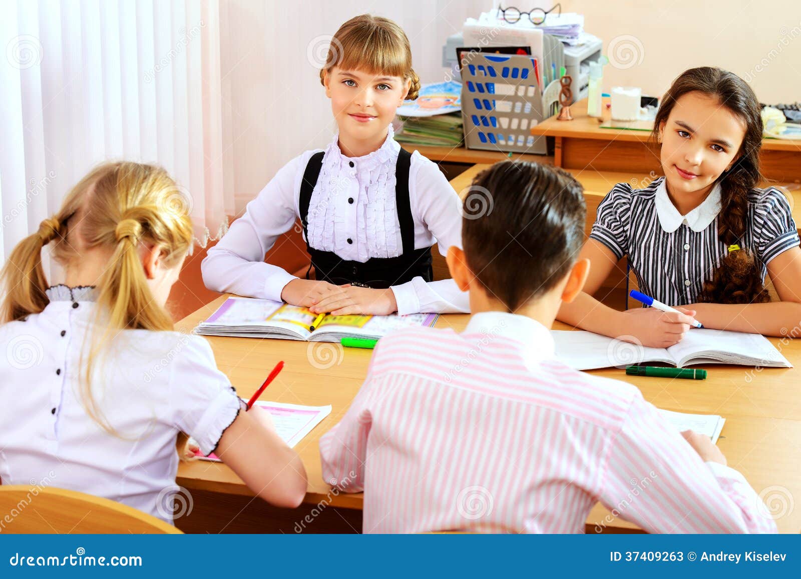 During the lesson stock image. Image of girls, class - 37409263