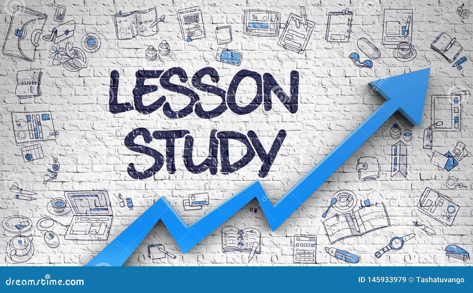 Lesson Study Drawn on Brick Wall. 3d. Stock Illustration - Illustration ...