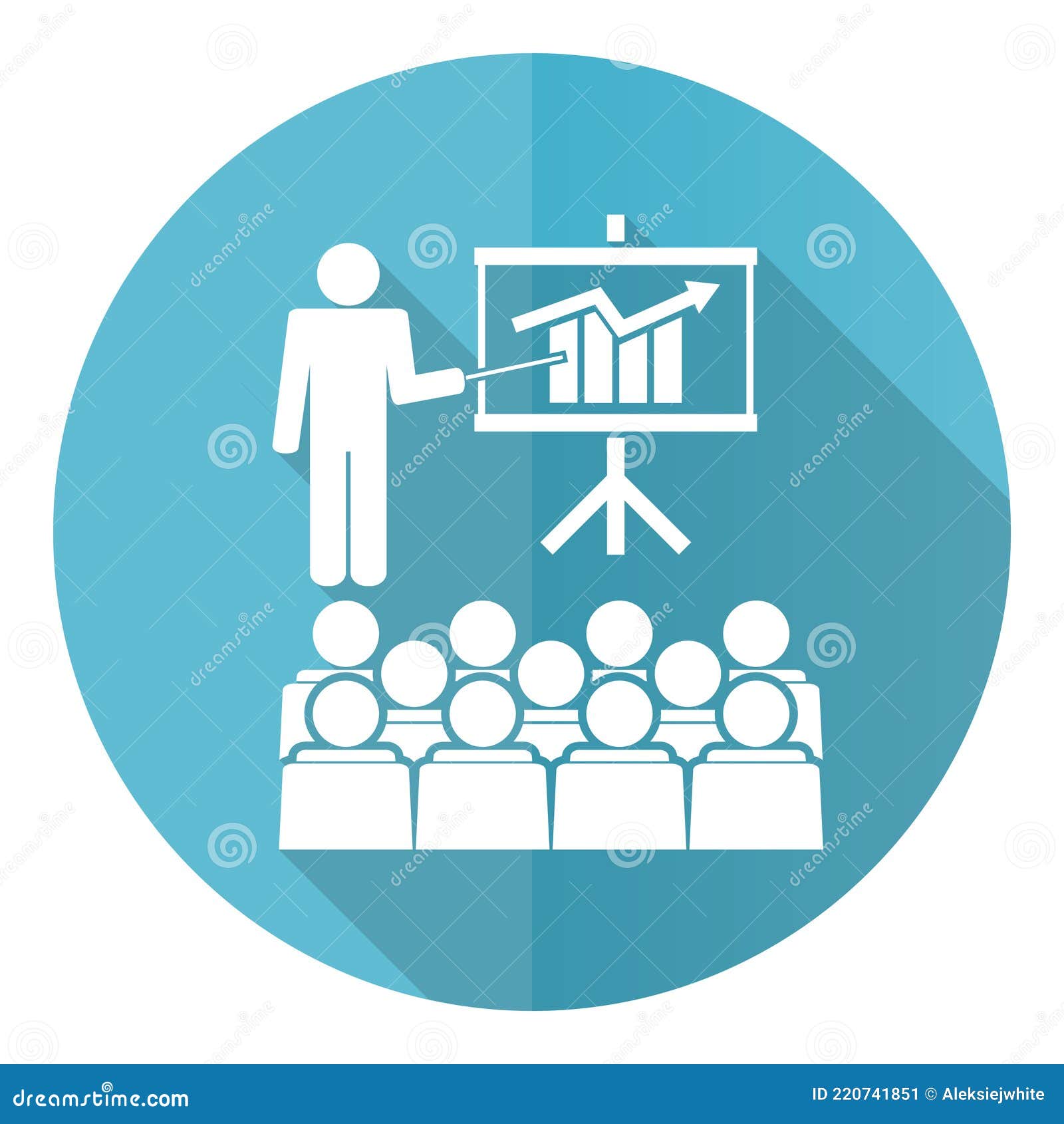 Lesson Vector Icon, Flat Design Seminar Symbol, Round Web Presentation ...