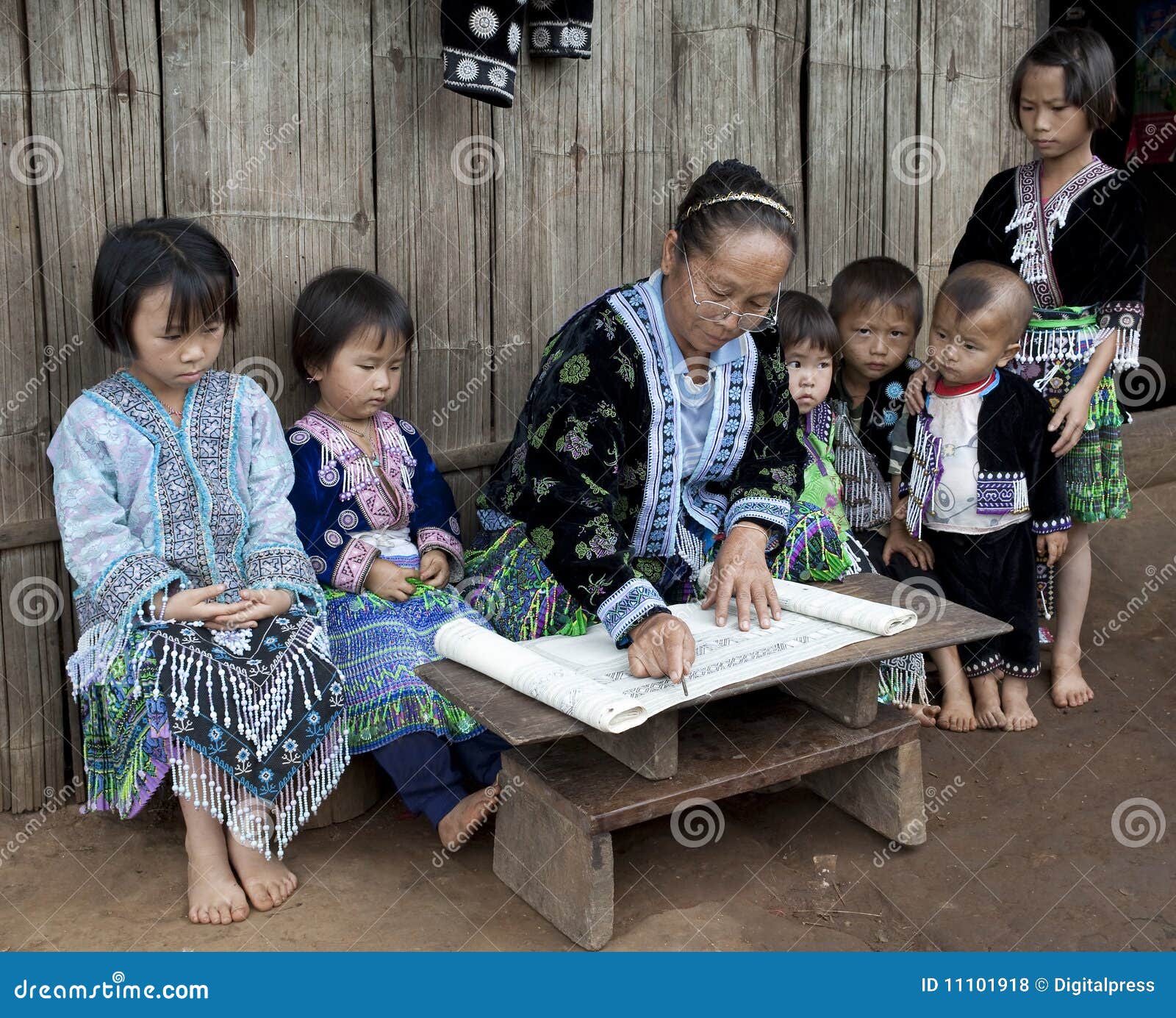 Lessons with Children Ethnic Group Meo, Asia Stock Photo - Image of ...