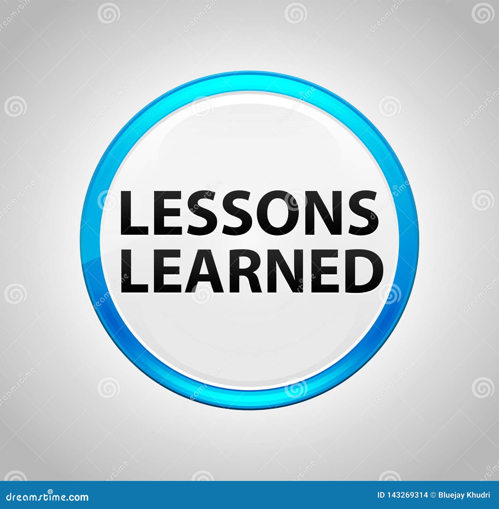 Lessons Learned Round Blue Push Button Stock Illustration ...