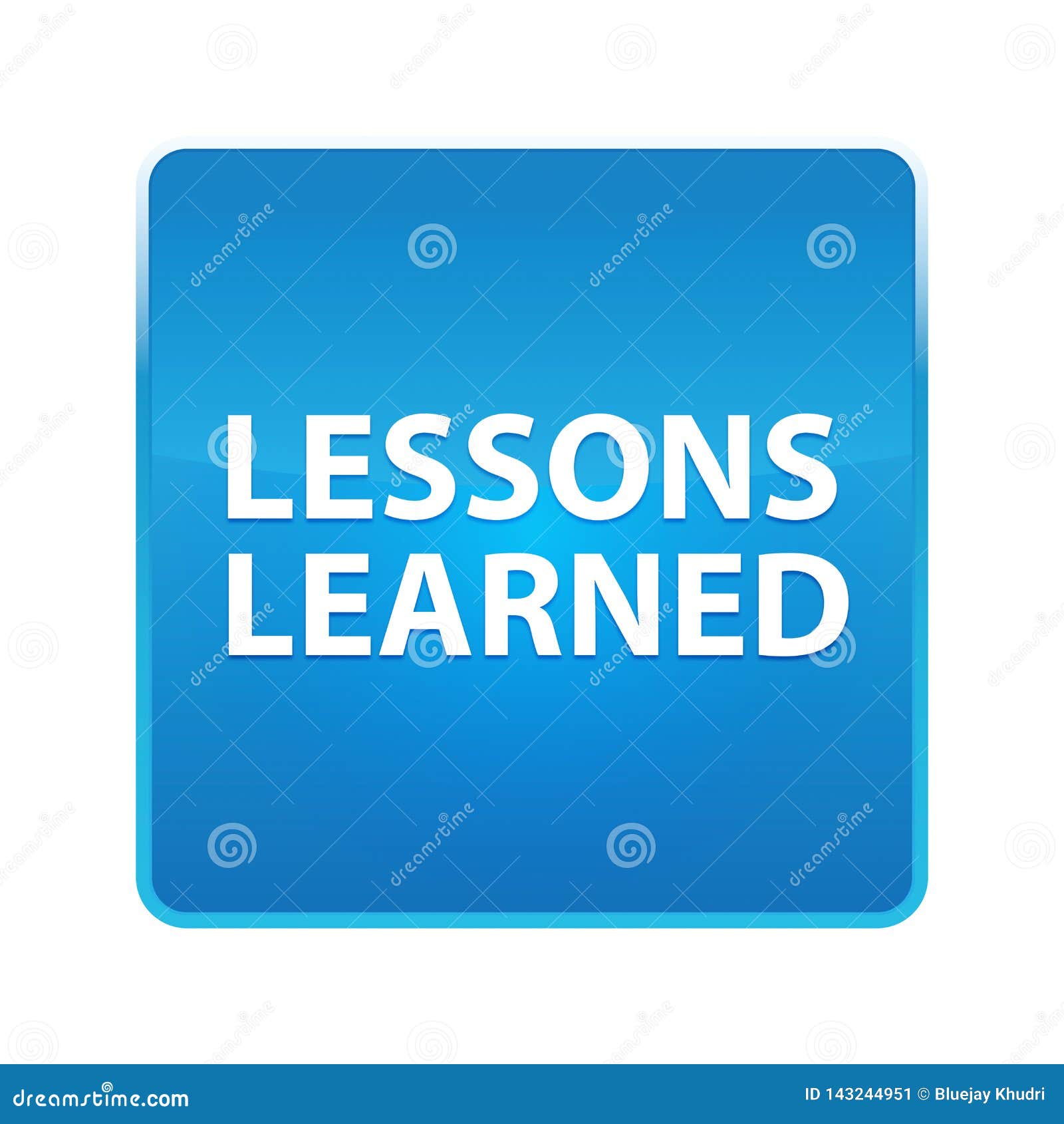 Lessons Learned Shiny Blue Square Button Stock Illustration ...