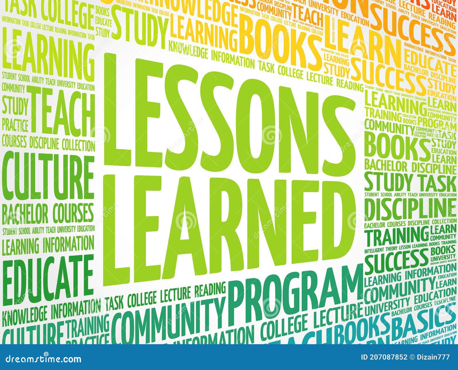 Lessons Learned word cloud stock illustration. Illustration of life ...