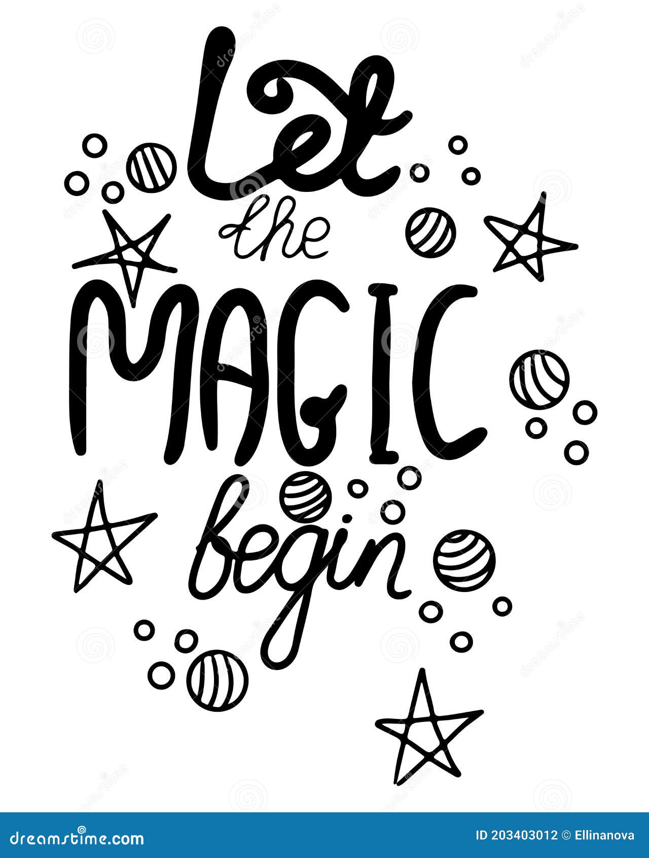 Let the Magic Begin Quote Isolated on White Stock Vector - Illustration ...