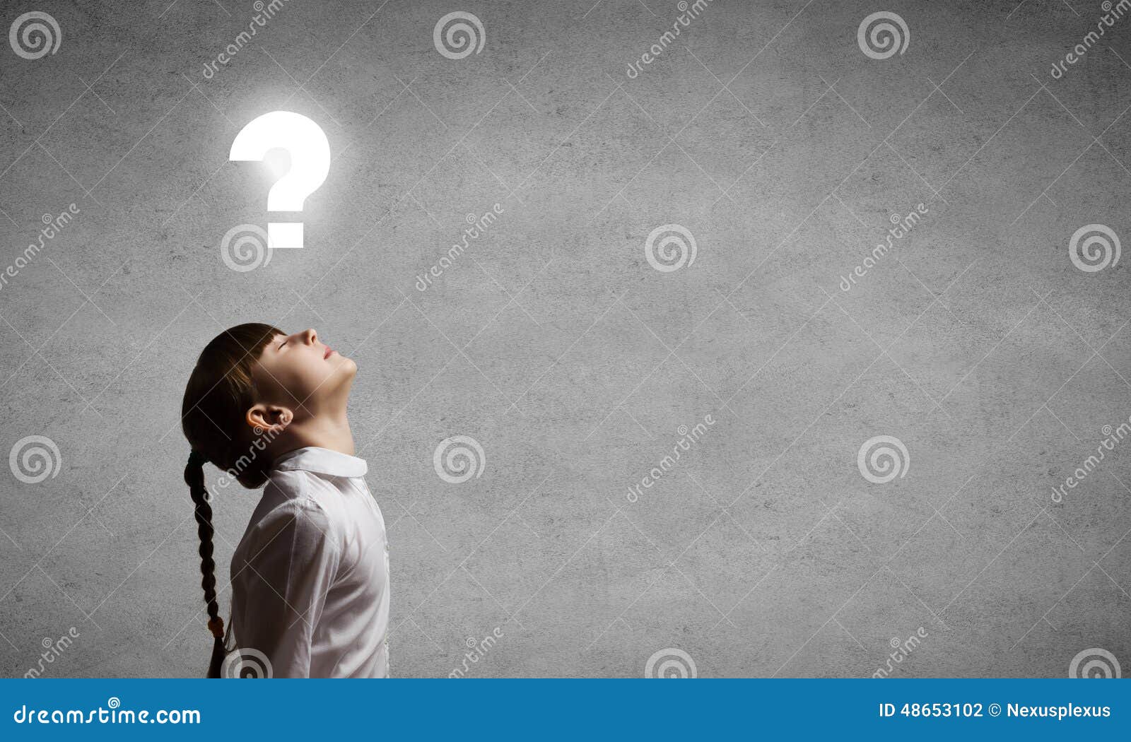Let me think about it! stock photo. Image of child, student - 48653102
