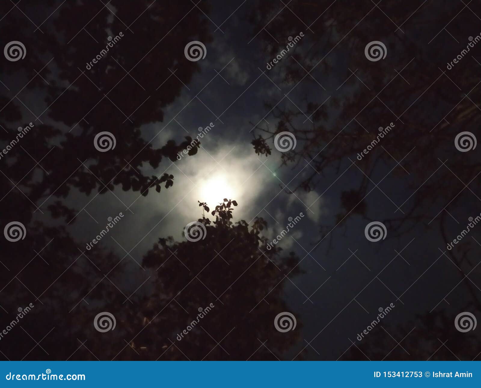 Moon in Cloudy Sky stock image. Image of twilight, building - 153412753