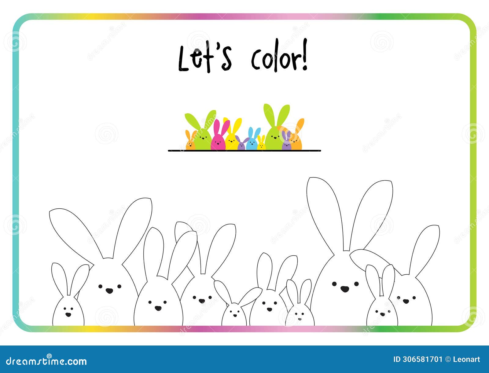 Let S Color. Easter Bunny Family Stock Vector - Illustration of hare ...