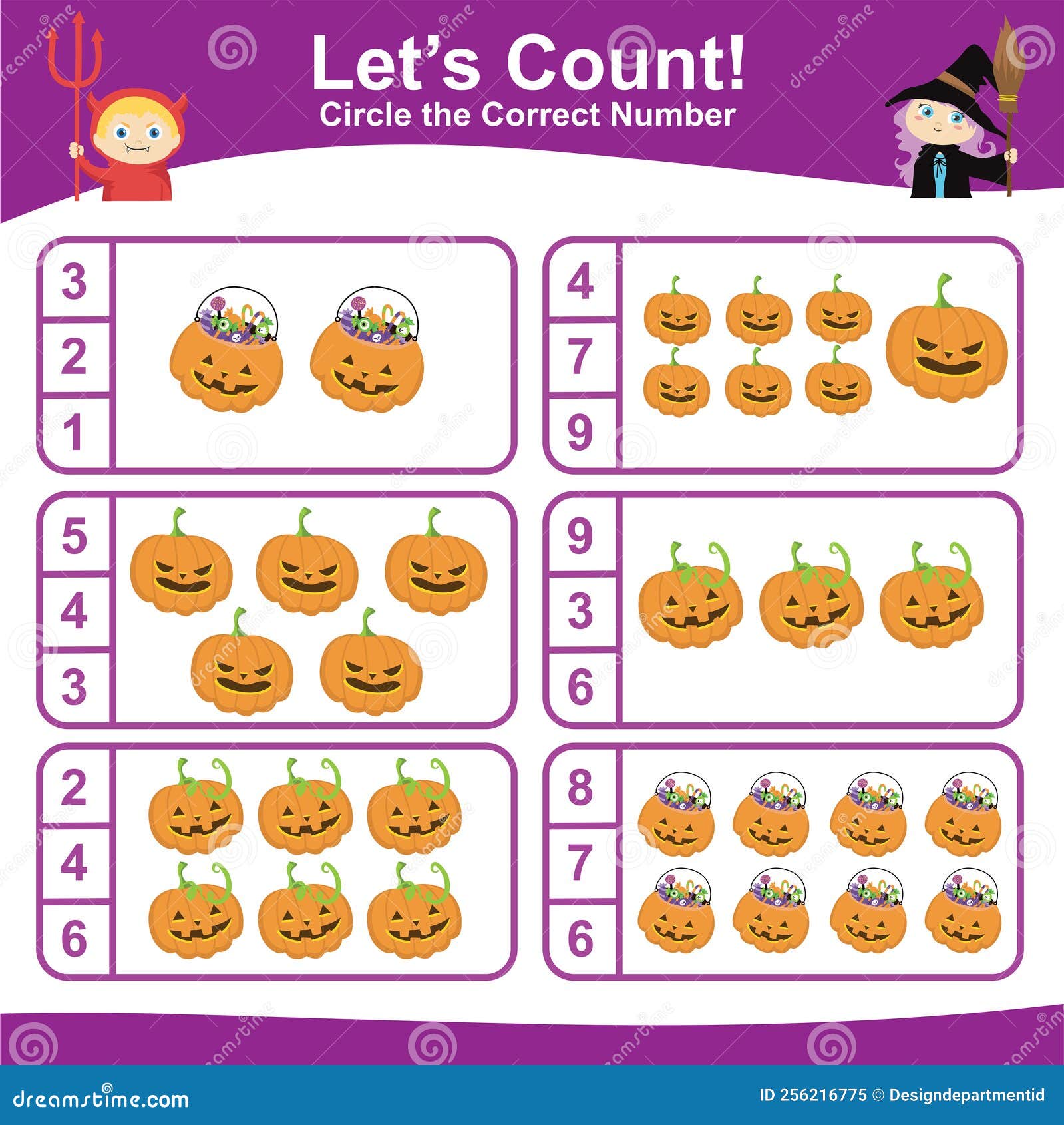 Printable Halloween Theme Let S Counting And Circle The Correct Number