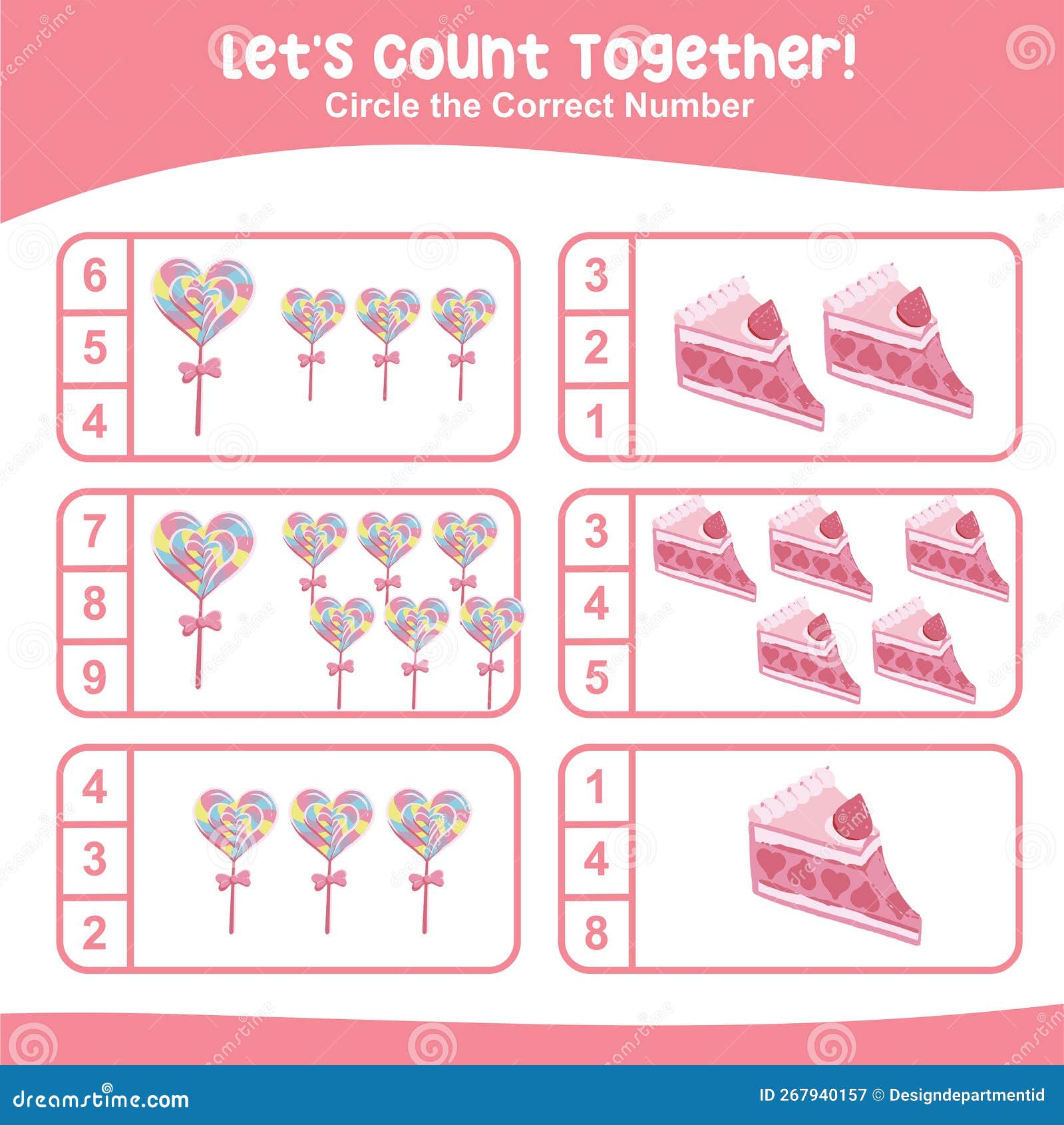 Let S Count Together. Educational Printable Math Worksheet Stock Vector ...