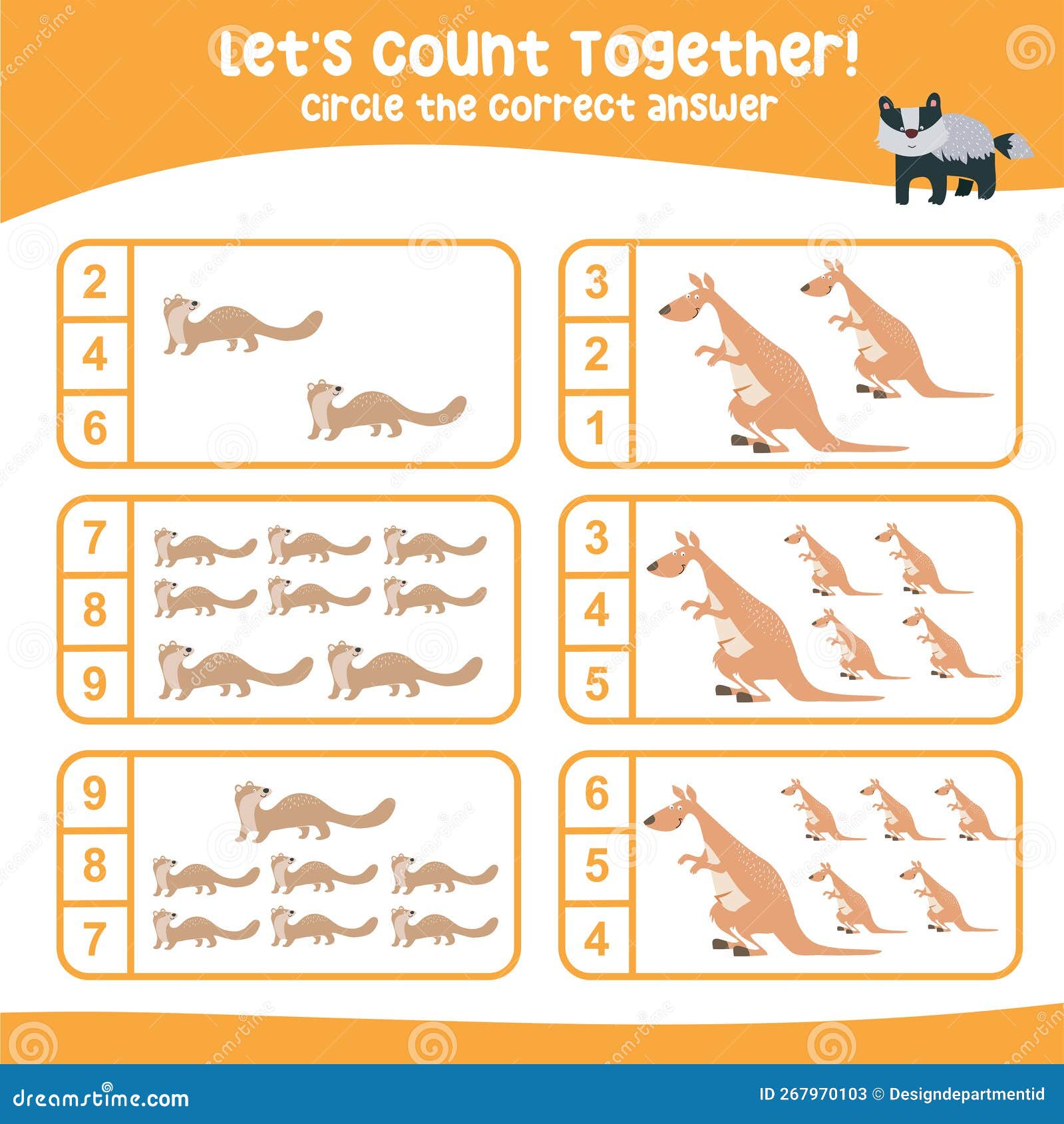 Let’s Counting the Animals Together and Circle the Number on the ...