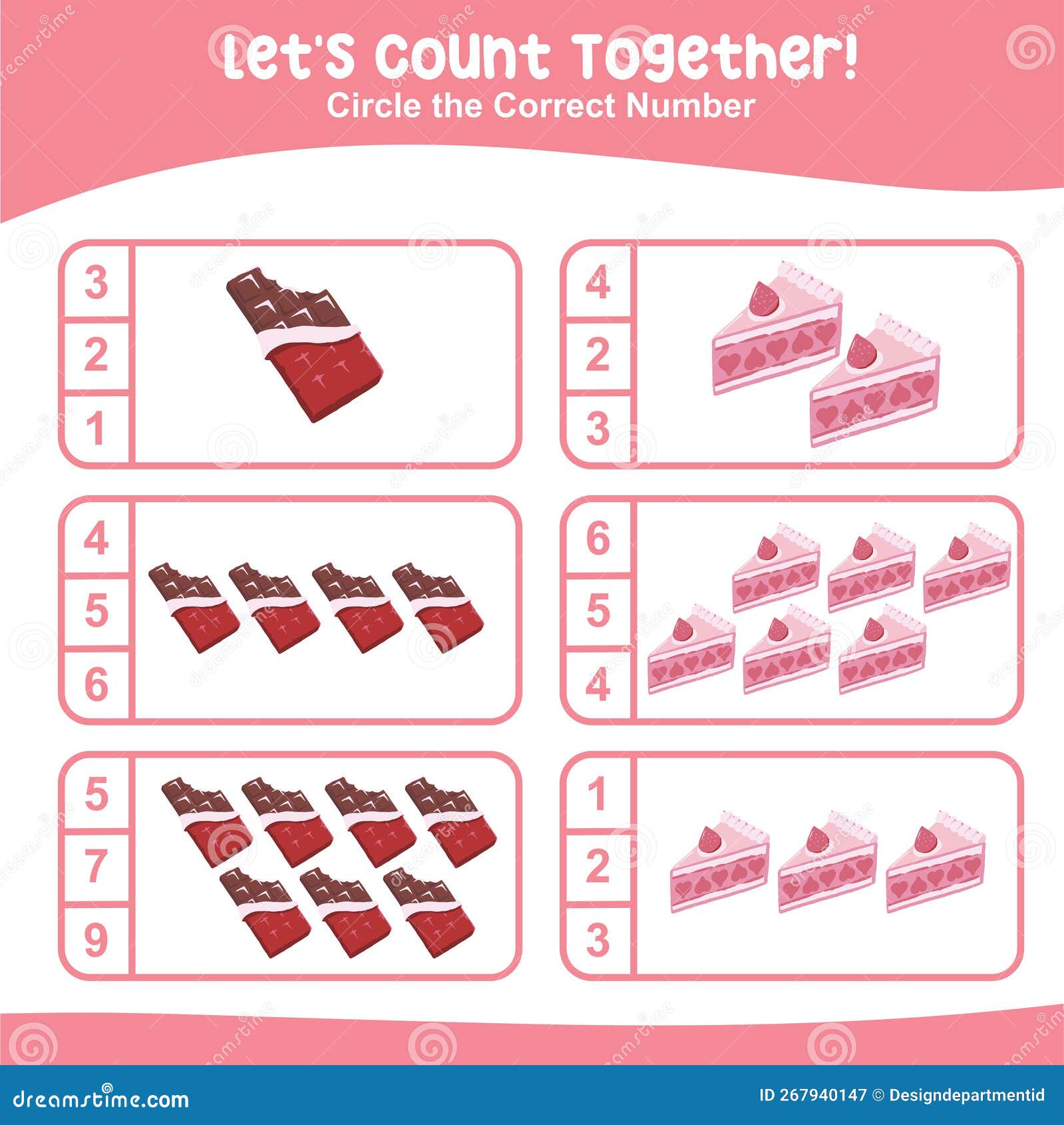 Let S Count Together. Educational Printable Math Worksheet Stock Vector ...